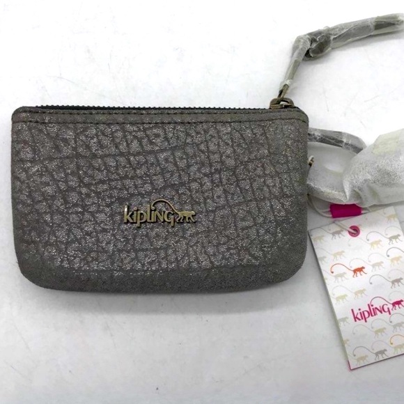 Kipling | Bags | Nwt Kipling Wristlet Grey Textured Gold Hardware Strap ...